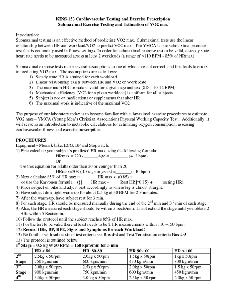 Ymca Protocol | PDF | Heart Rate | Clinical Medicine