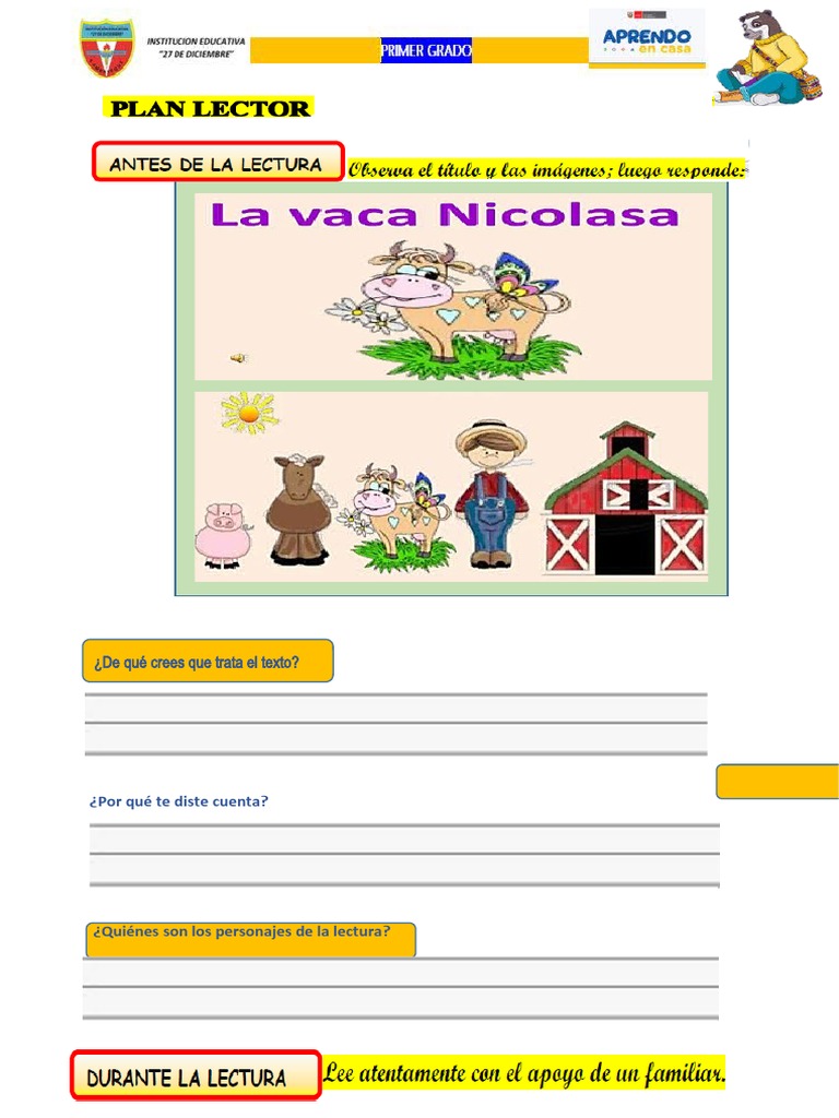 Lectura - La Vaca Nicolasa-Plan Lector | PDF