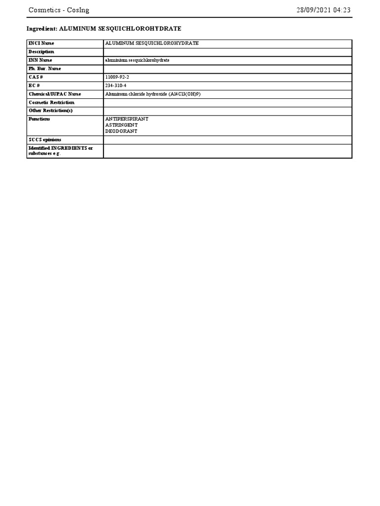 COSING Ingredient | PDF