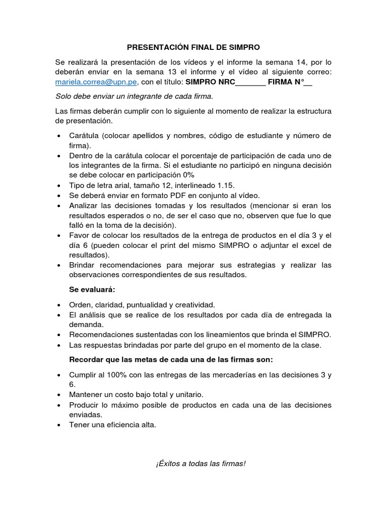 Estructura Del Informe de Simulador Simpro | PDF | Negocios