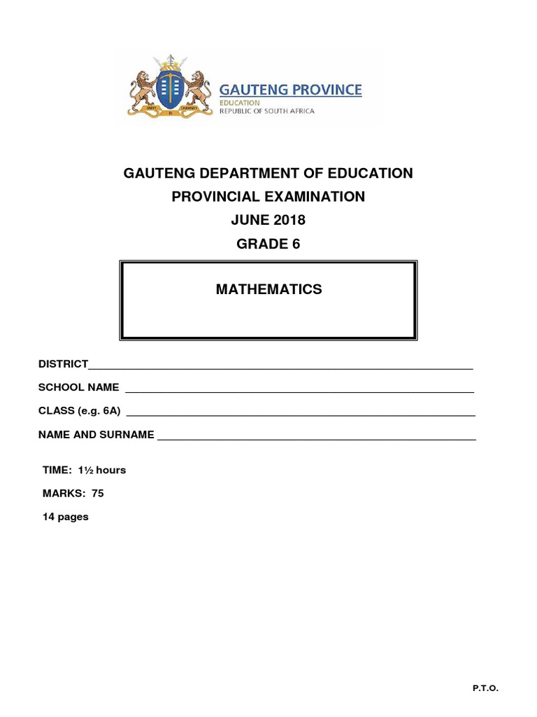 Grade 6 Provincial Examination Mathematics Paper: Analyzing Key ...