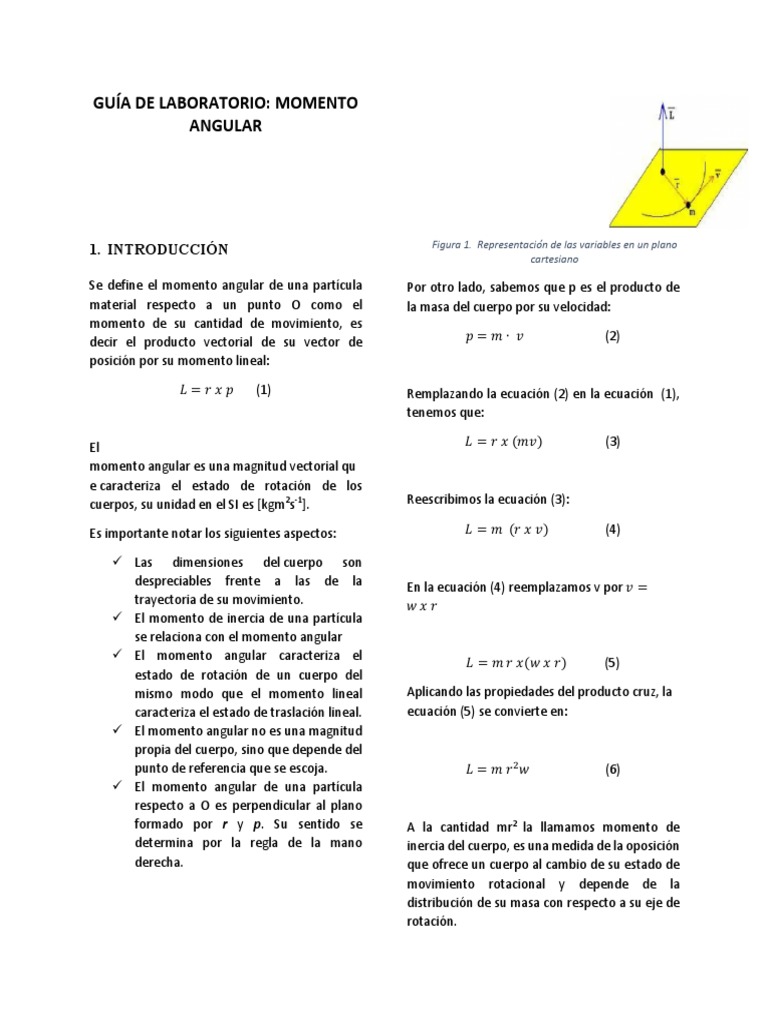 Guía de Laboratorio - Momento Angular | PDF | Momento angular | Vector Euclidiano