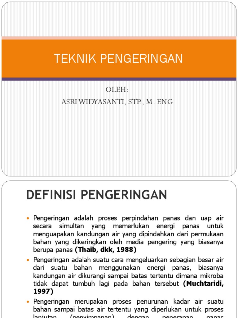 Teknik Pengeringan dan Faktor-Faktor yang Mempengaruhinya | PDF