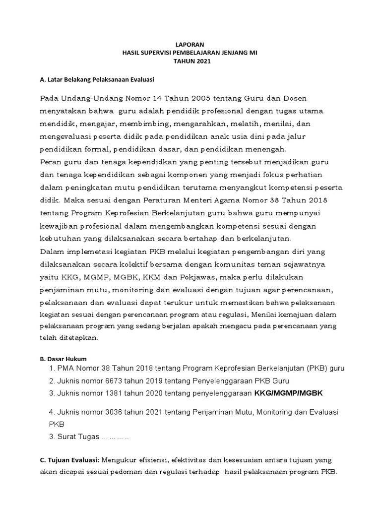Contoh Laporan Evaluasi PKB | PDF