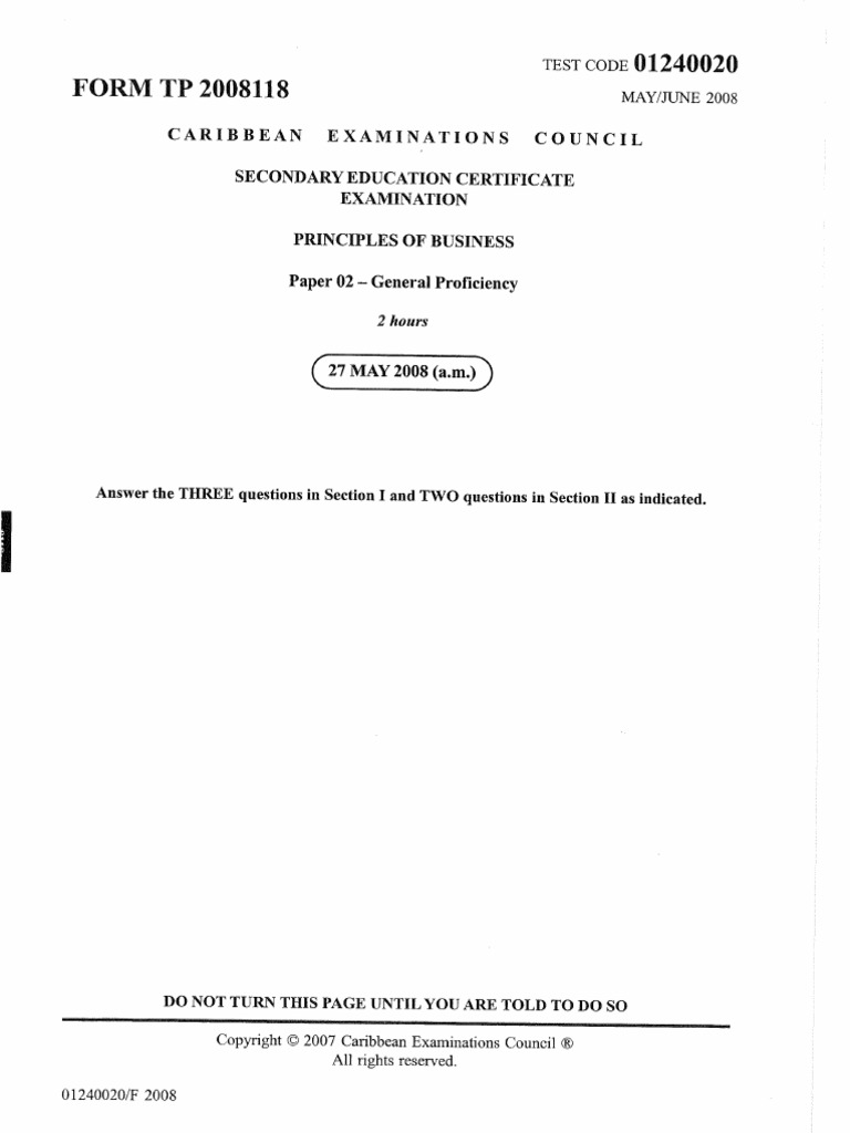 CXC Principles of Business Exam 2008 | PDF | Gross Domestic Product ...