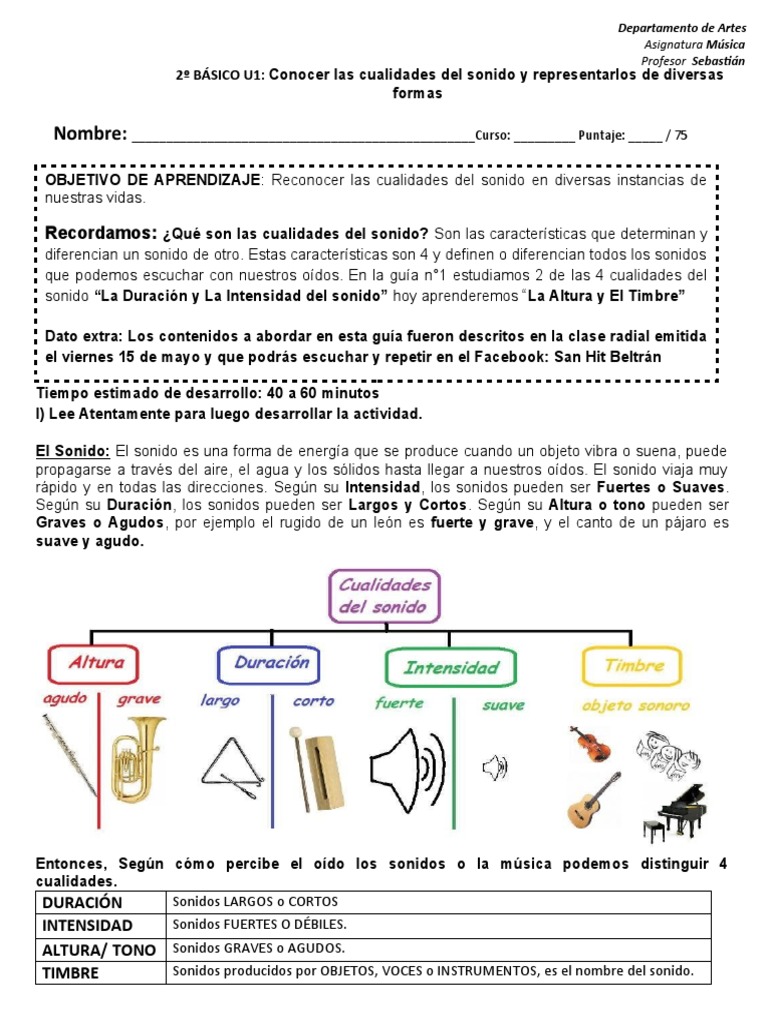 2 Básico Altura Timbre Quédate en Casa | PDF | Sonido | Acústica