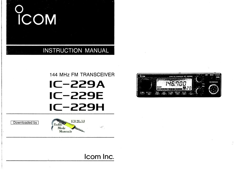 Manual Icom Ic-229h | PDF