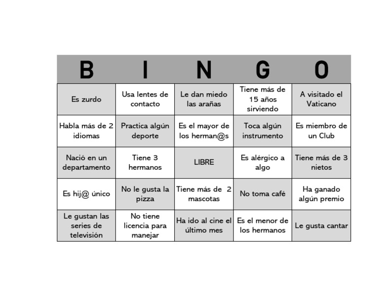 Bingo Humano | PDF