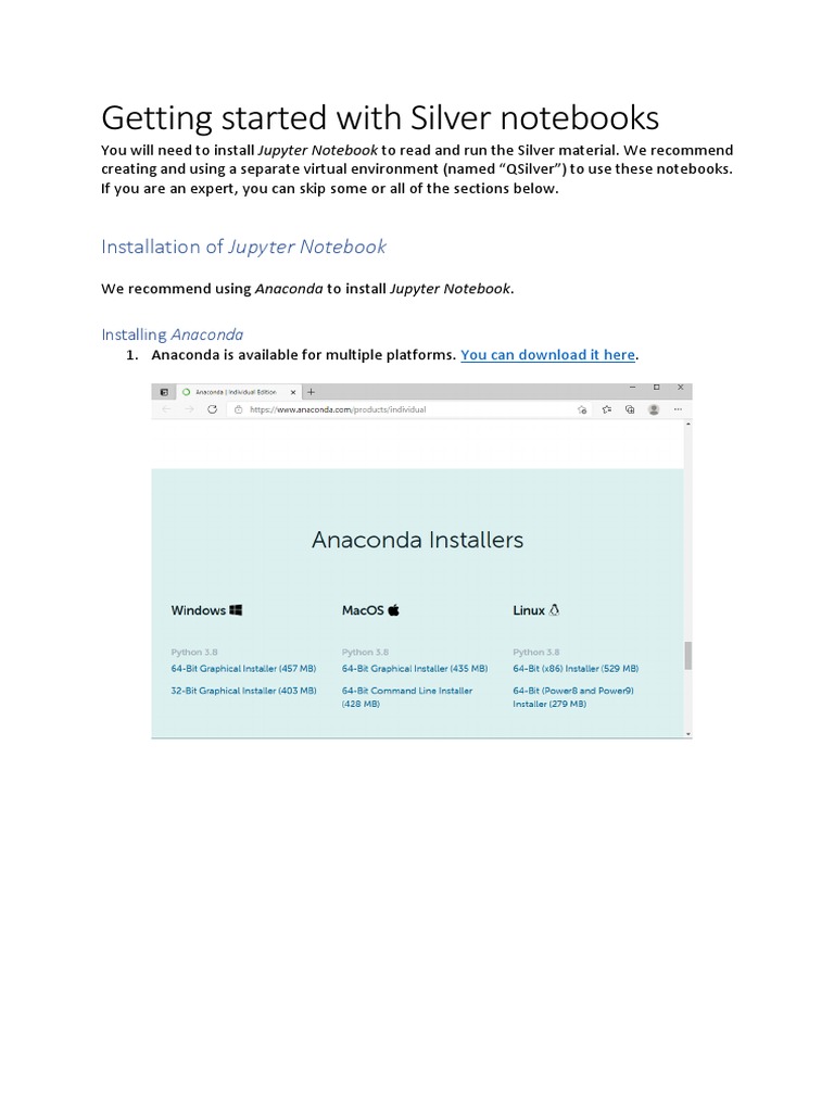 Getting Started With Silver Notebooks: Installation of Jupyter Notebook ...