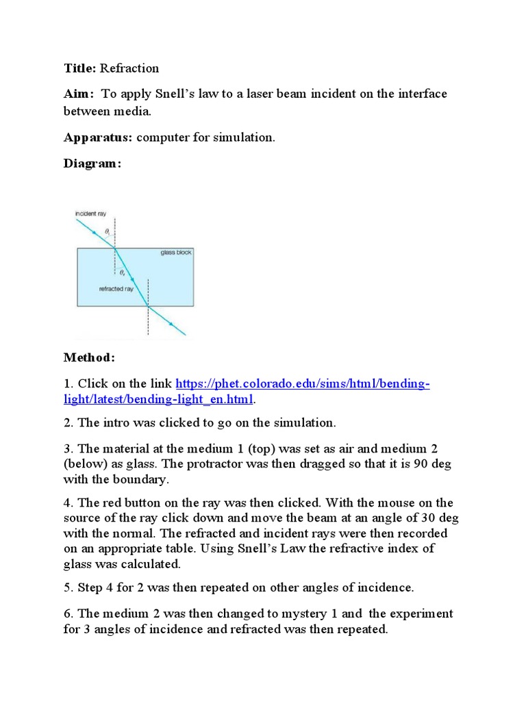 Refraction Lab | PDF | Refraction | Refractive Index