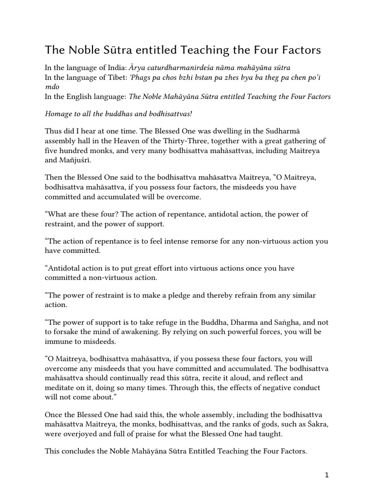 Teaching The Four Factors | PDF | Bodhisattva | Mahayana