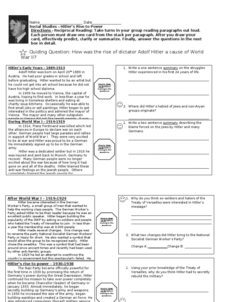 Rise of Hitler Reciprocal Reading | PDF | Nazi Party | Adolf Hitler