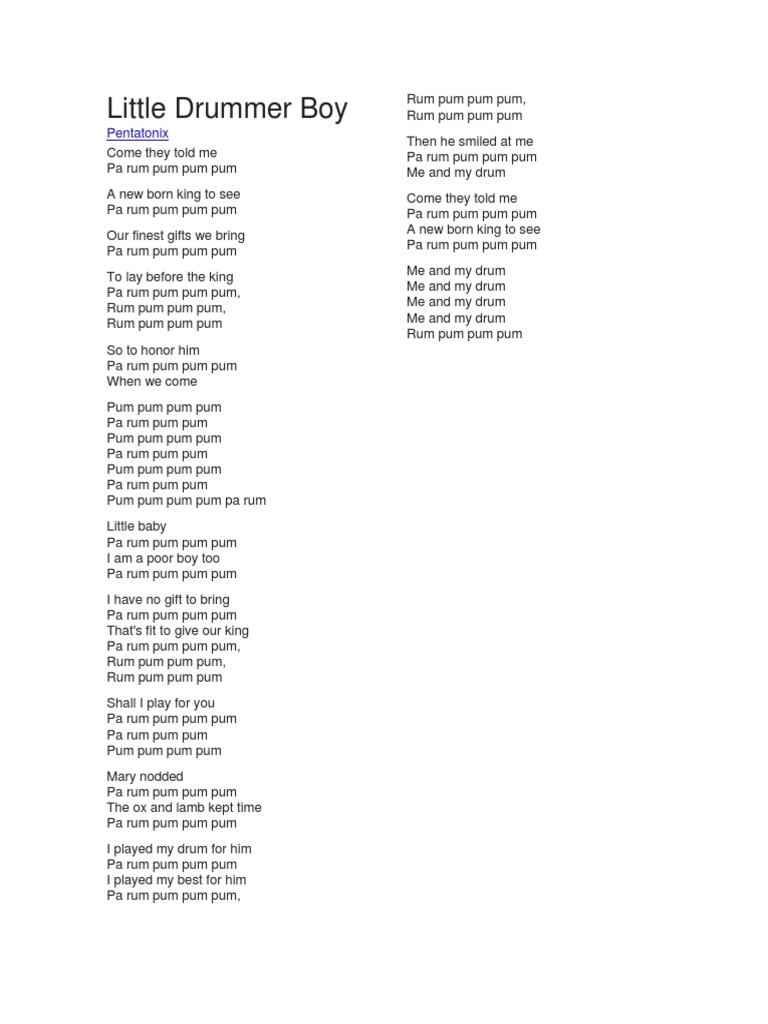 Little Drummer Boy Lyrics | PDF