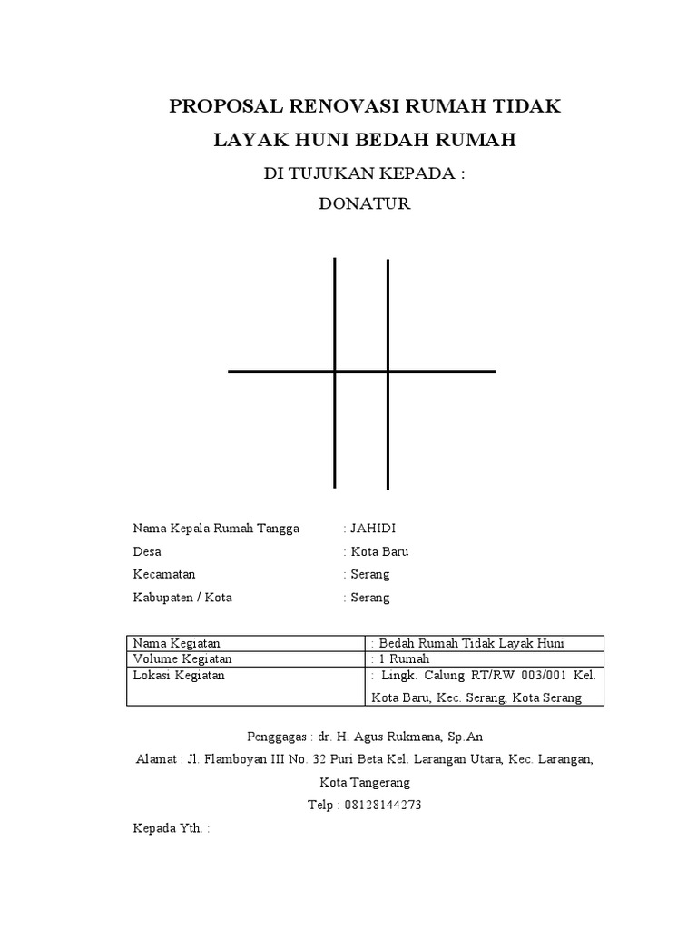 Contoh Proposal Donasi Renovasi Rumah BPK Zahidi | PDF