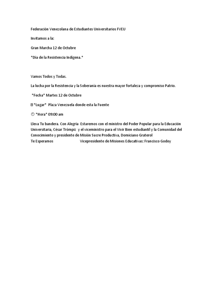 Federación Venezolana de Estudiantes Universitarios FVEU | PDF