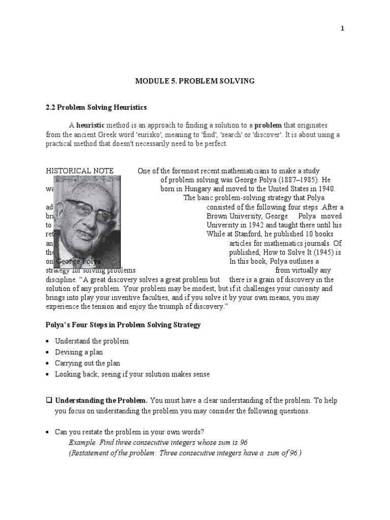 Problem Solving Heuristics | PDF | Decimal | Sequence