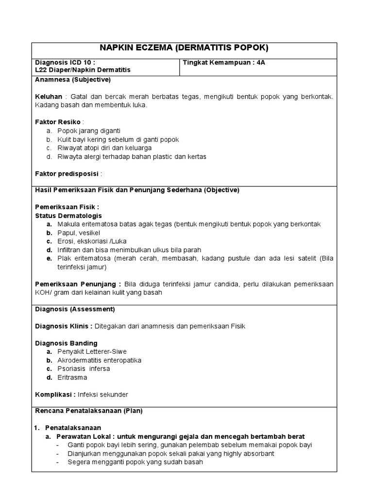Napkin Eczema (Dermatitis Popok) | PDF