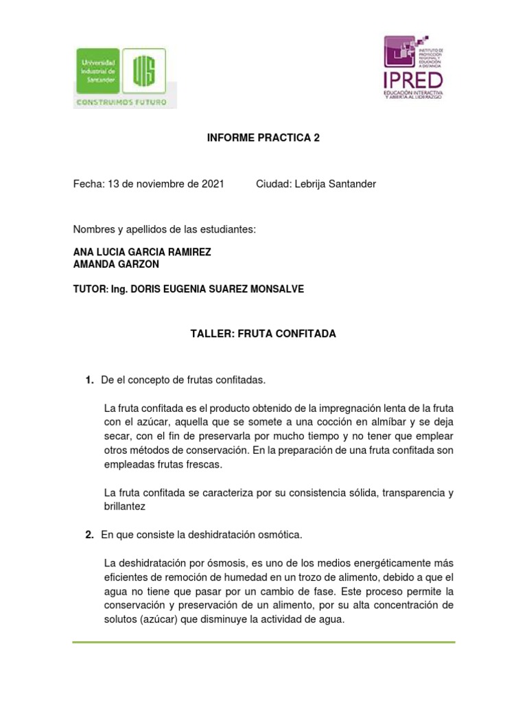 Informe Practica 2 | PDF | Comida y bebida | Alimentos