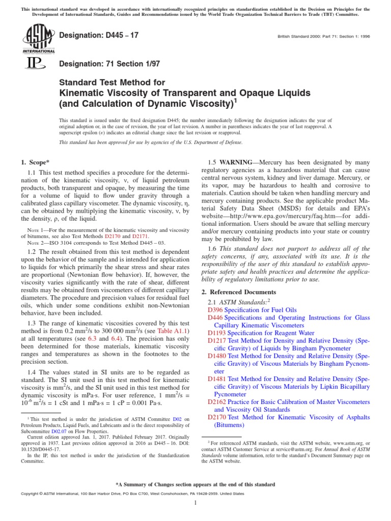 Astm D445-17 | PDF | Viscosity | Calibration