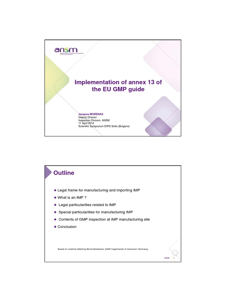 Implementation of Annex 13 of The EU GMP Guide | PDF | Clinical Trial ...