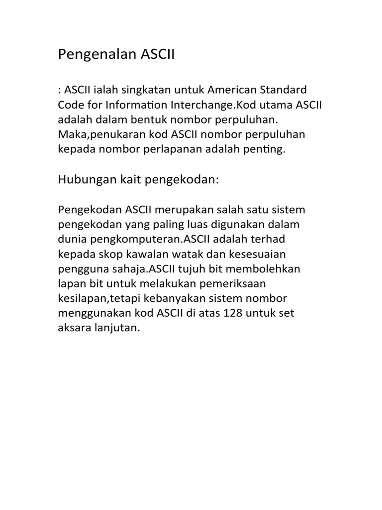 Pengenalan ASCII | PDF