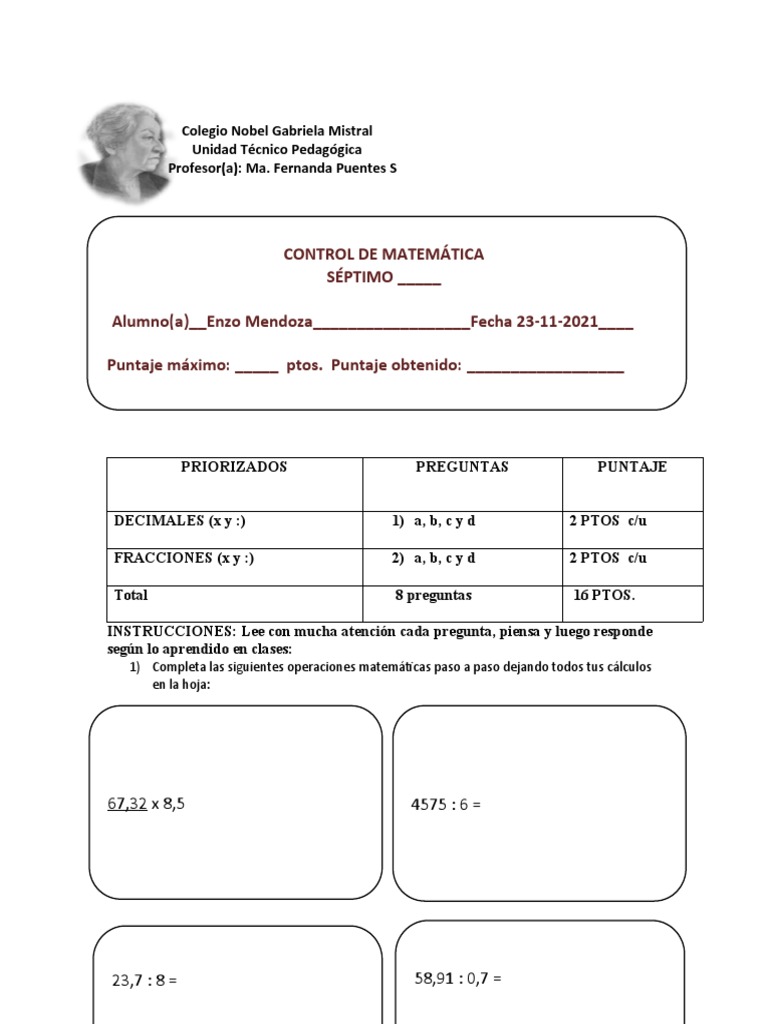 Control 7° Divis | PDF