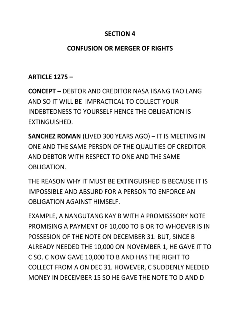 Section 4 Confusion or Merger of Rights | PDF | Law And Economics | Law ...