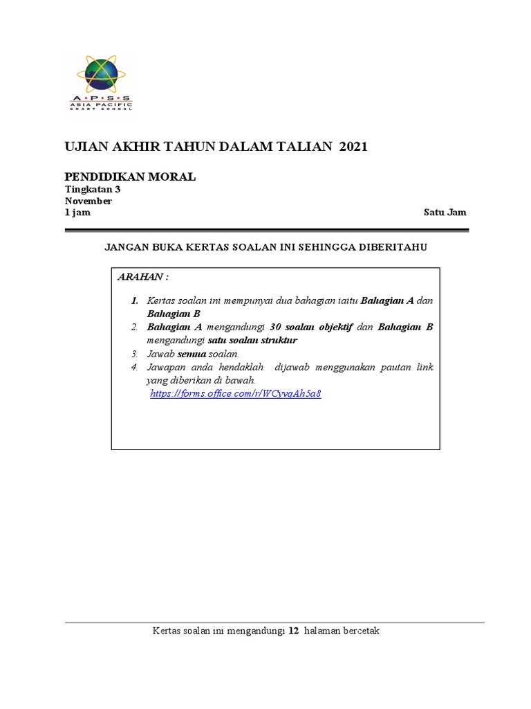 Yee Moral Form 3 2021 | PDF