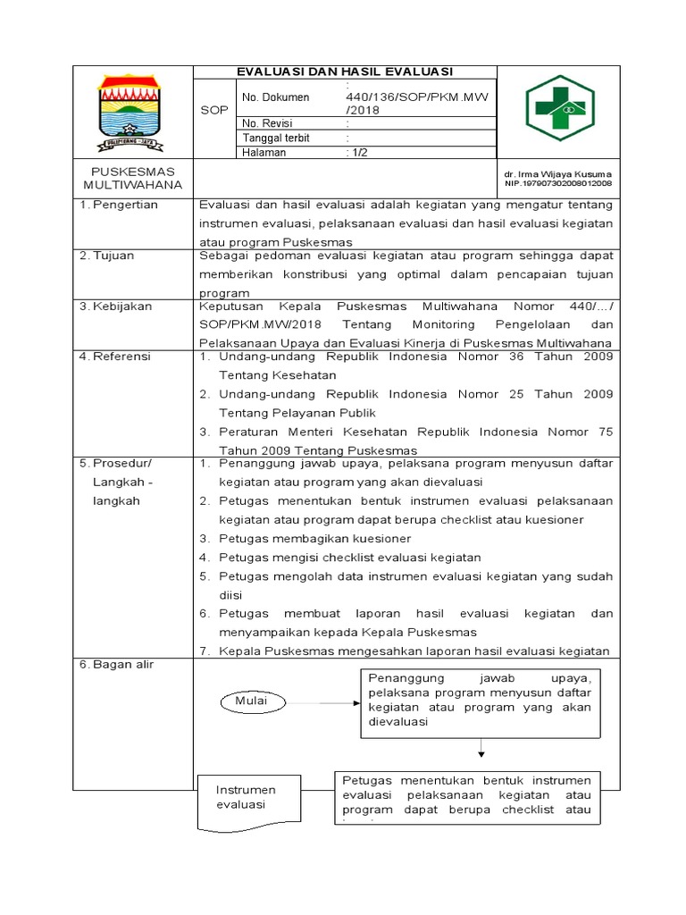 SOP Evaluasi Dan Hasil Evaluasi | PDF