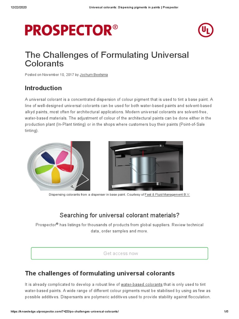 Universal Colorants - Dispersing Pigments in Paints - Prospector | PDF ...