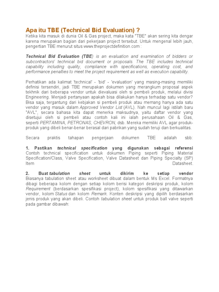 Apa Itu TBE (Technical Bid Evaluation) ? | PDF
