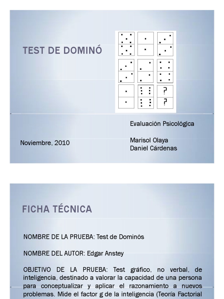 Test de Dominó: Evaluación Intelectual | PDF | Inteligencia | Validez ...