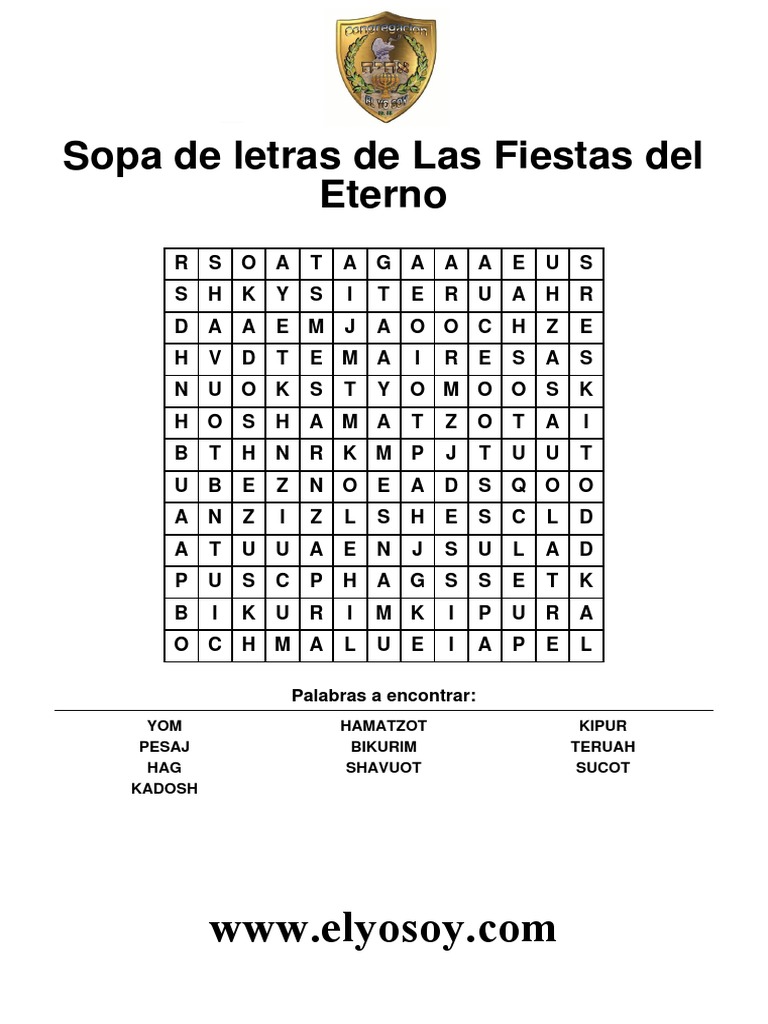 Sopa de Letras de Las Fiestas Del Eterno | PDF