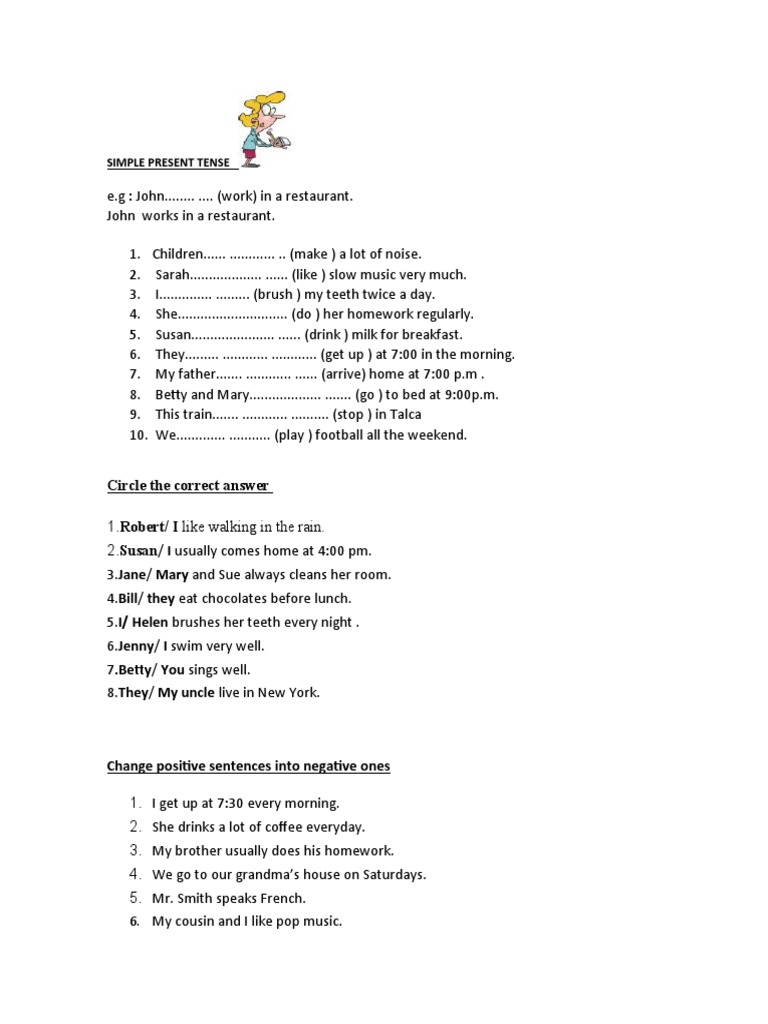 Simple Present Tense Worksheet | PDF | Cooking, Food & Wine | Language ...