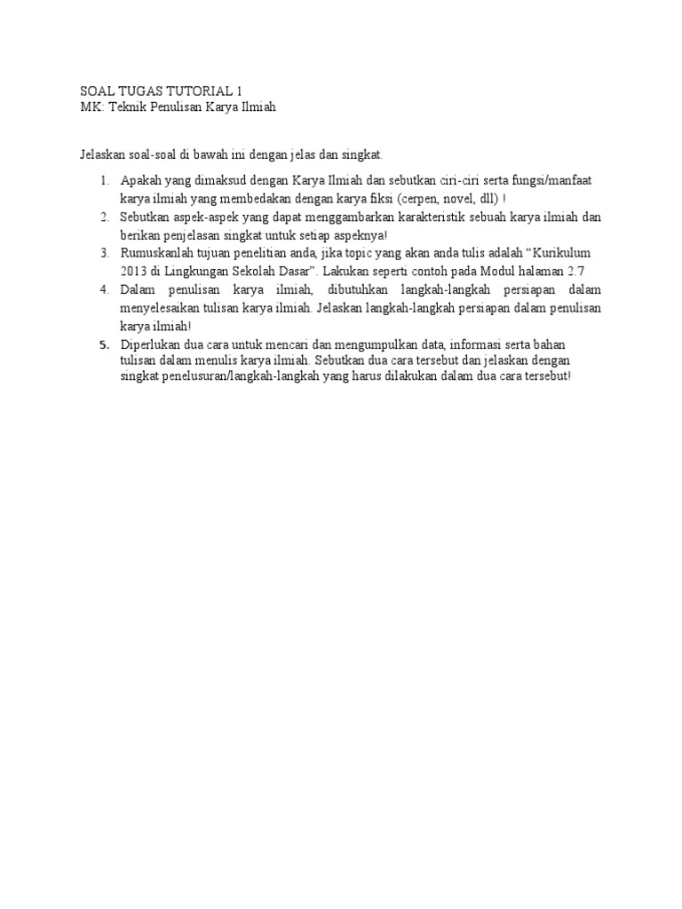 Tugas Tutorial 1 Teknik Penulisan Karya Ilmiah | PDF