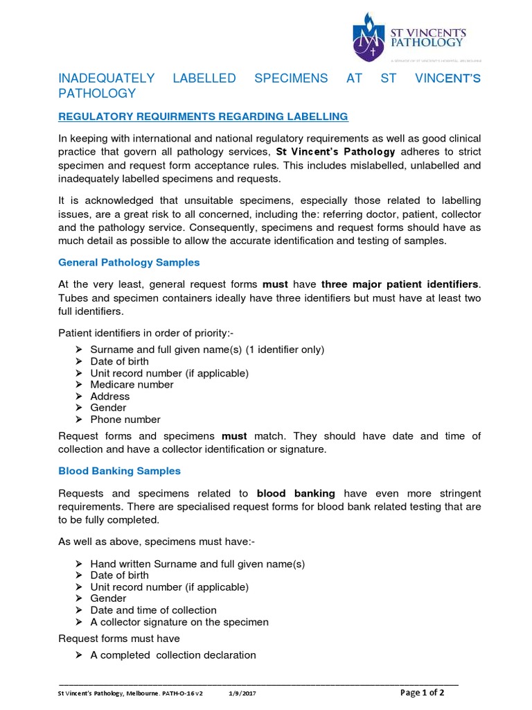 Unlabelled and Mislabelled Specimens | PDF | Pathology | Medical Laboratory