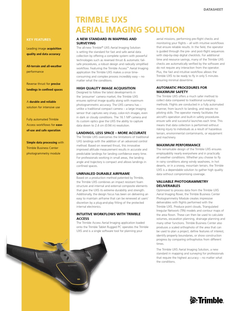 Trimble Ux5 Aerial Imaging Solution: Key Features | PDF | Camera ...