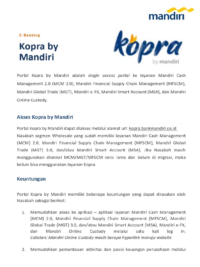 Mandiri - Kopra by Mandiri | PDF