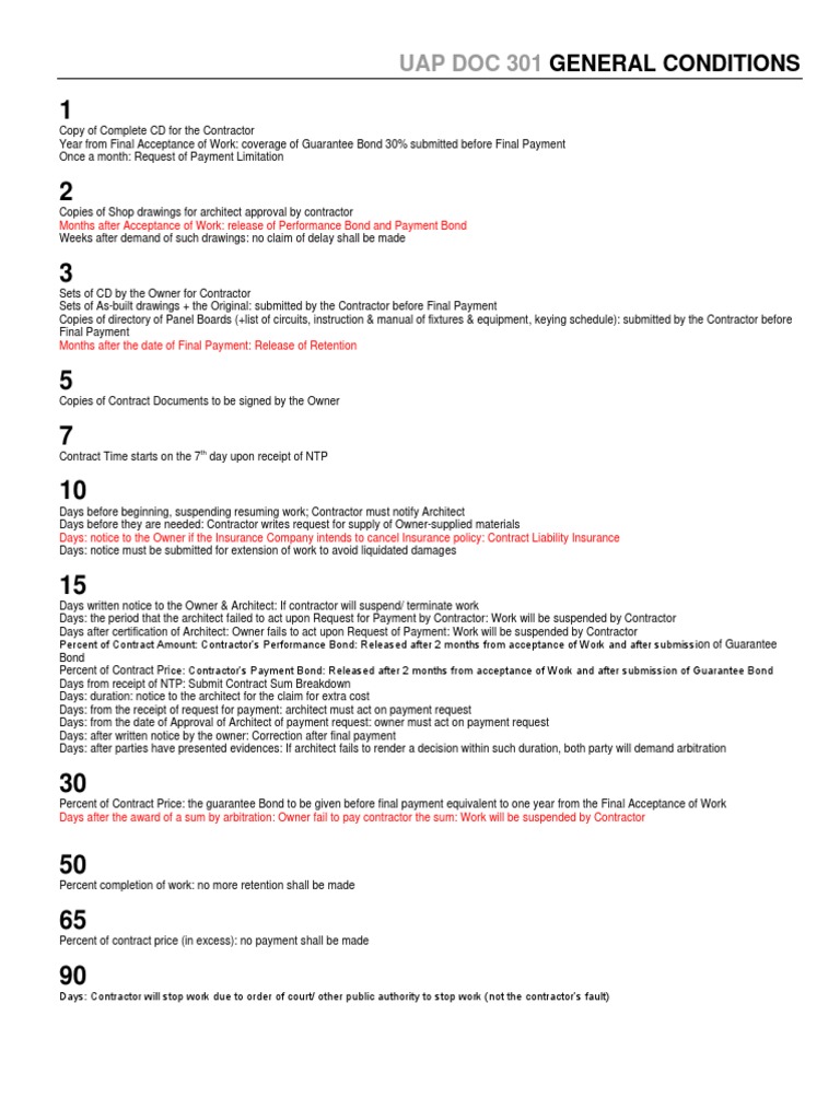 Uap Doc 301: General Conditions | PDF | Architect | Guarantee