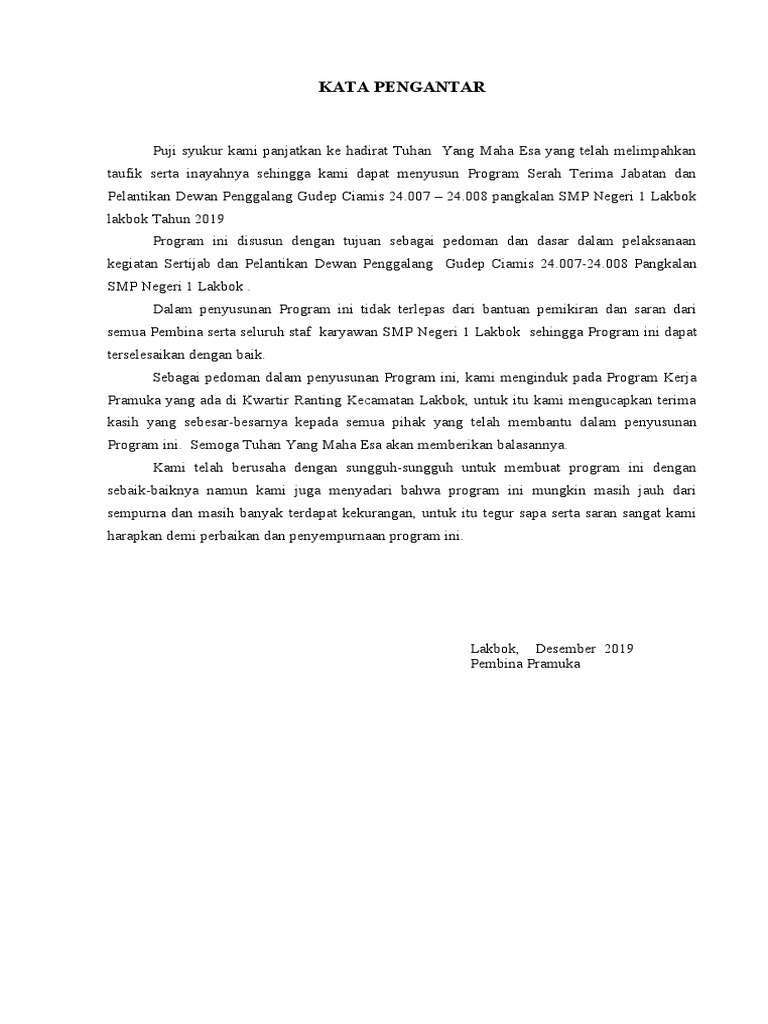 Proposal Alih Gudep Dan Pelantikan | PDF | Karier & Perkembangan