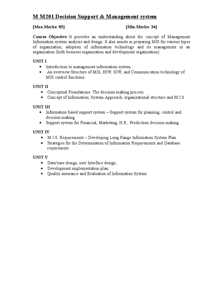 M M201 Decision Support & Management System | PDF | Consumer Behaviour | Strategic Management
