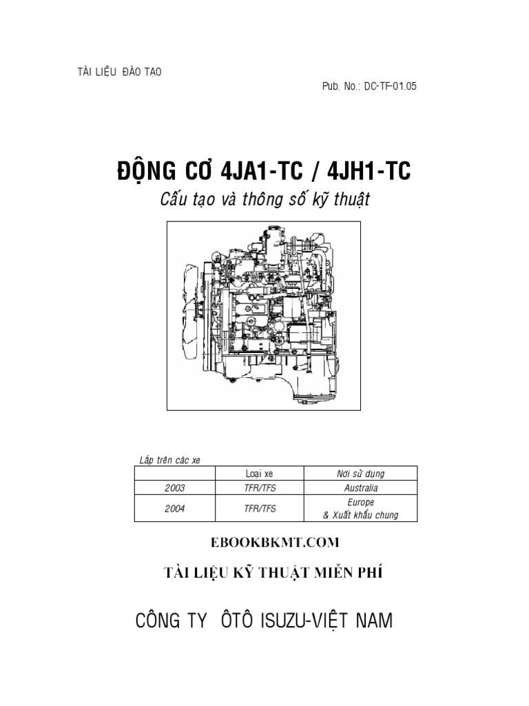 TÀI LIỆU - Cấu Tạo Và Thông Số Kỹ Thuật Động Cơ Xe ISUZU 4JA1-TC 4JH1 ...