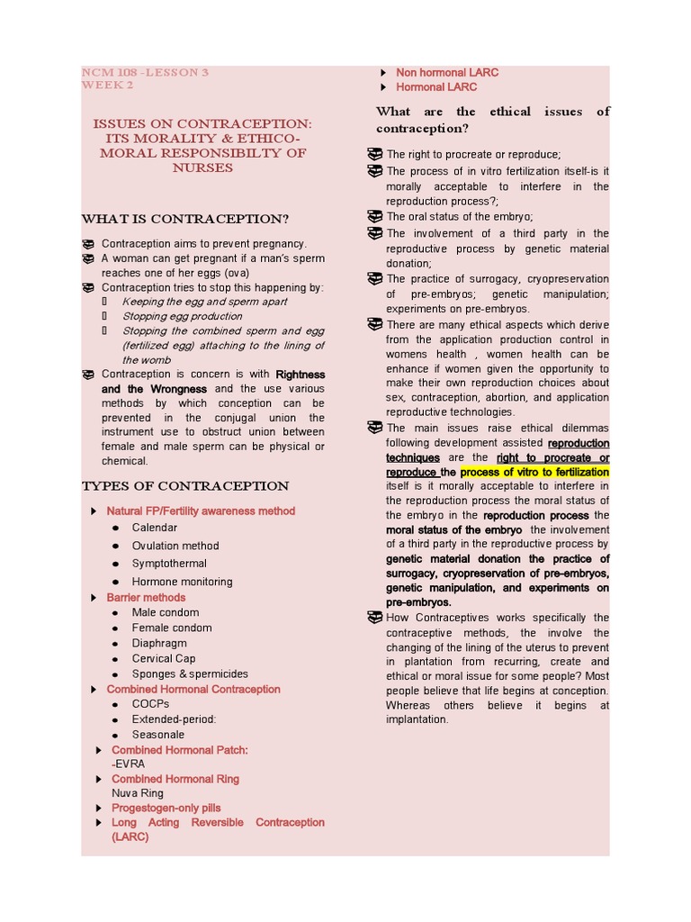 Issues On Contraception: Its Morality & Ethico-Moral Responsibilty of ...
