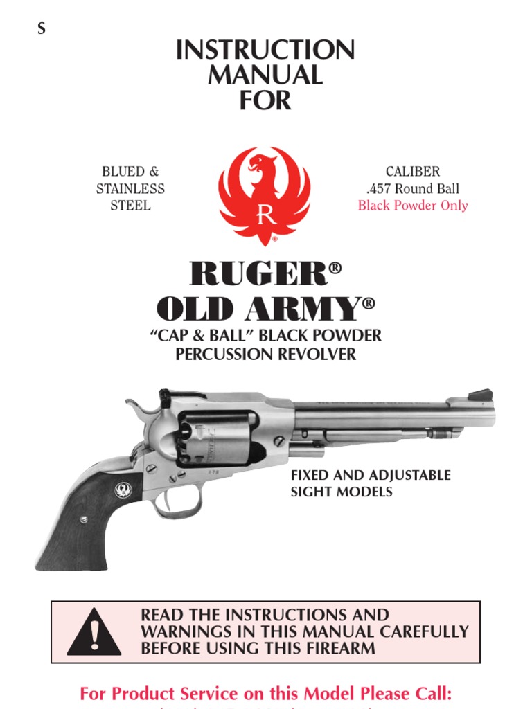 Ruger Old Army: Instruction Manual FOR