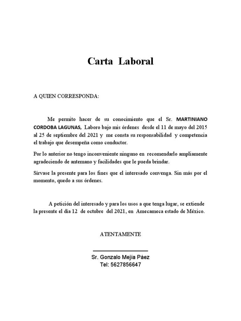 Carta Laboral | PDF