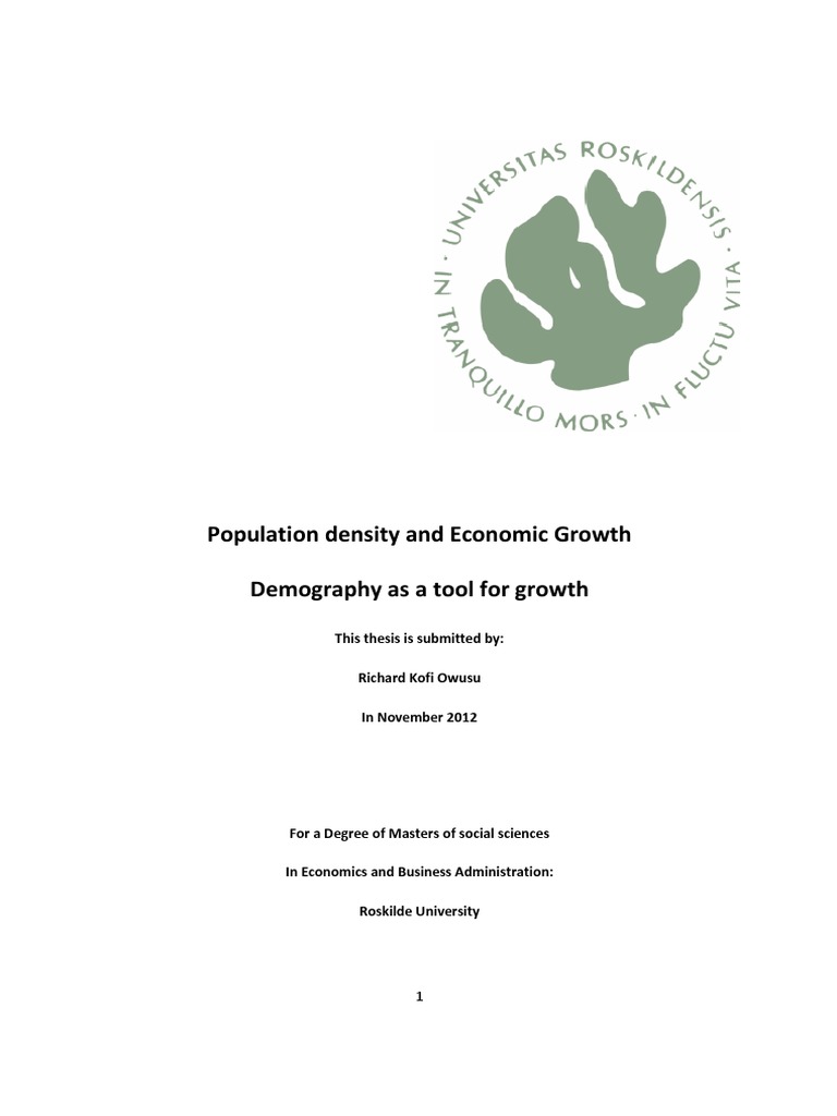 Population Density and Economic Growth Demography As A Tool For Growth ...