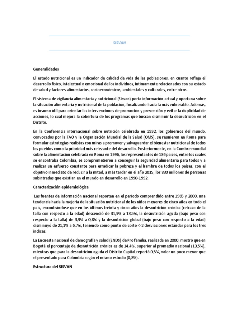 SISVAN | PDF | Seguridad alimentaria | Desnutrición