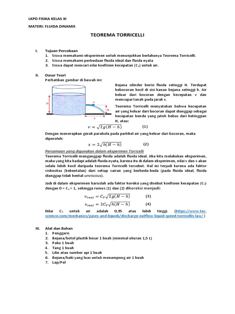 LKPD Teorema Torricelli | PDF