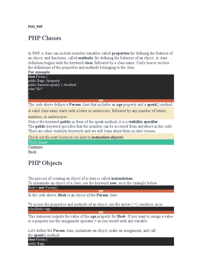 Php Classes For Example Pdf Class Computer Programming Method Computer Programming
