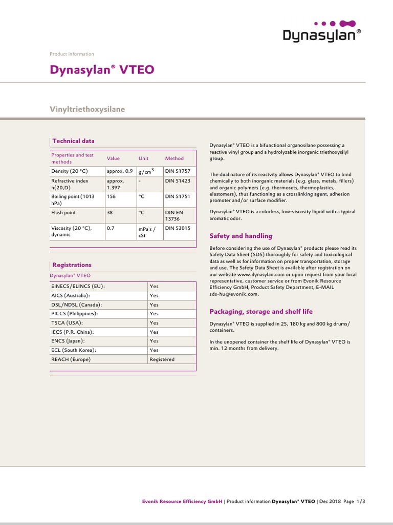 Dynasylan VTEO en | PDF | Polymers | Cross Link
